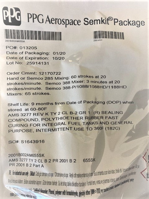 PR-2001 B-2, FUEL TANK SEALANT, AMS-3277 TYP.2 GRADE 1, 655SK SEM KIT ...