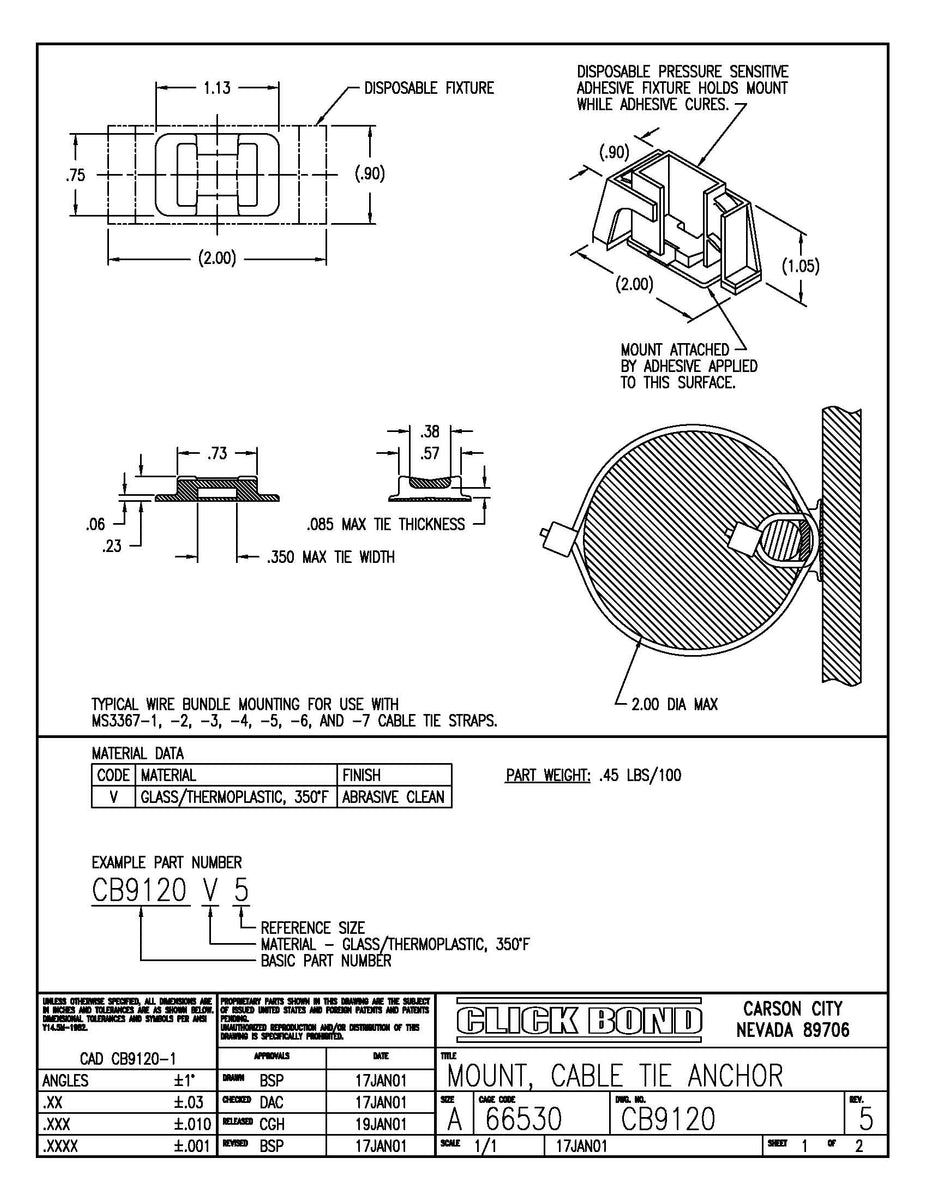 Click Bond CB9120V5 Cable Tie Anchor , Pk. of 25 – MROSupplyShop